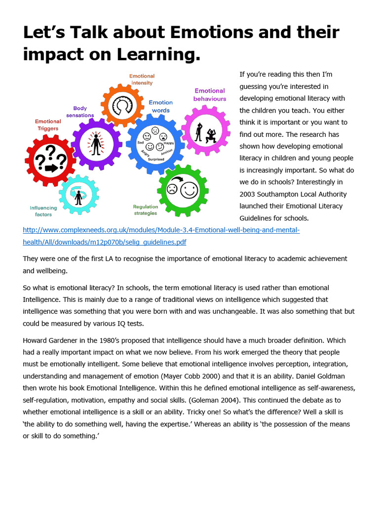Let S Talk Emotions and Their Impact On Learning 1683504477 | PDF ...