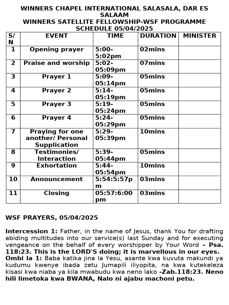 WSF Prayer and Program, April 05th, 2025 | PDF | Prayer | Abrahamic Religions