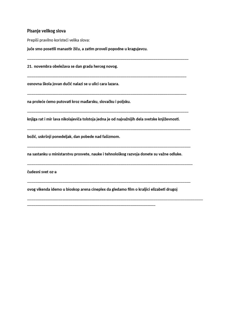 Pisanje velikog slova | PDF