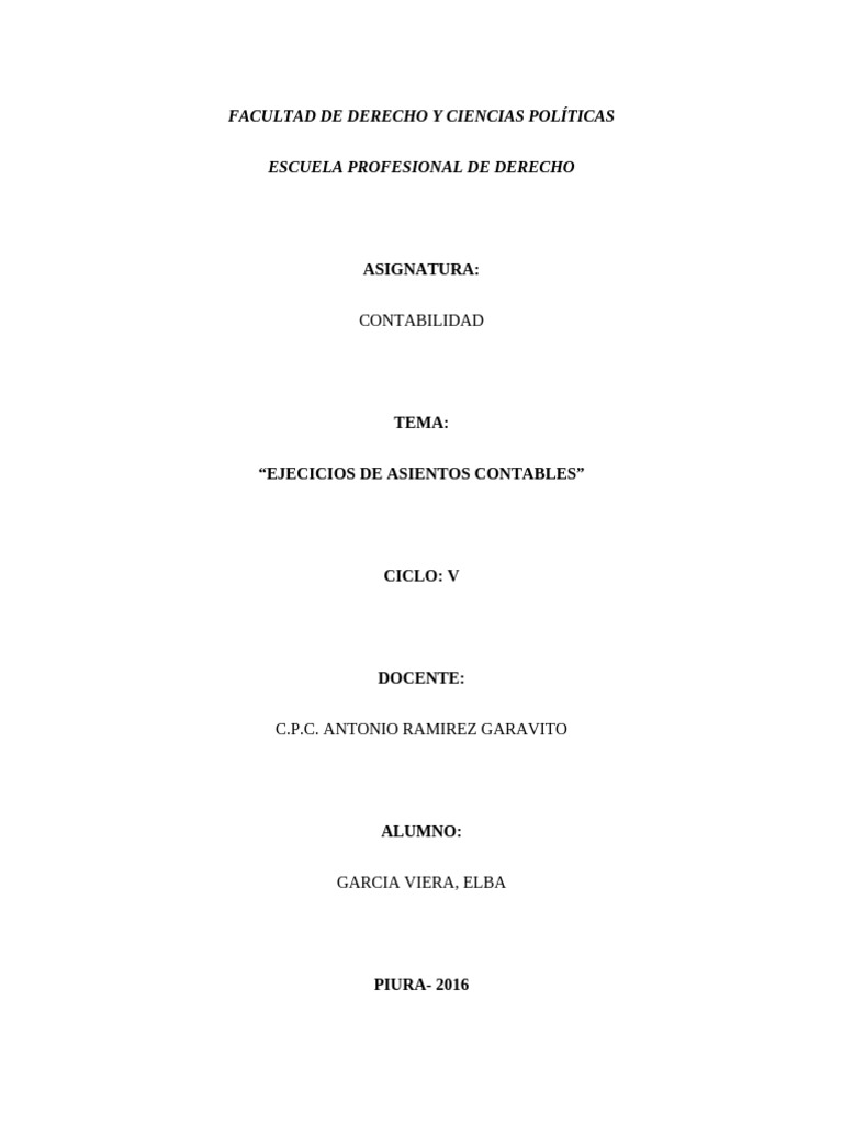 Ejercicios de Asientos Contables | PDF | Bancos | Cheque