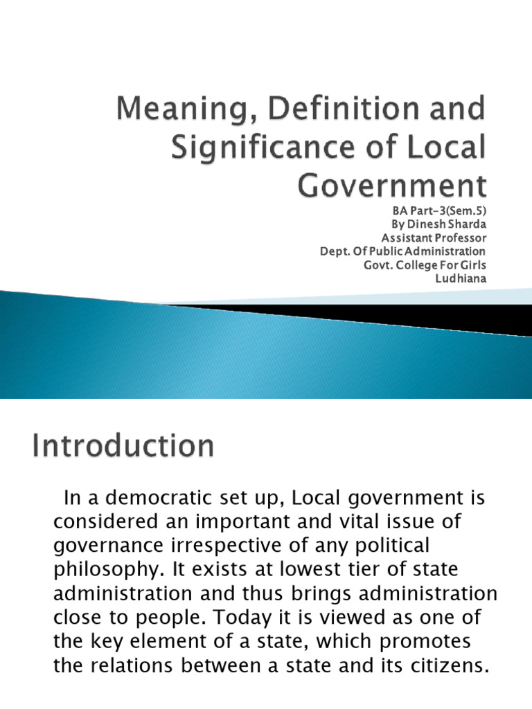 Significance of Local Government in India | PDF | Political Science ...