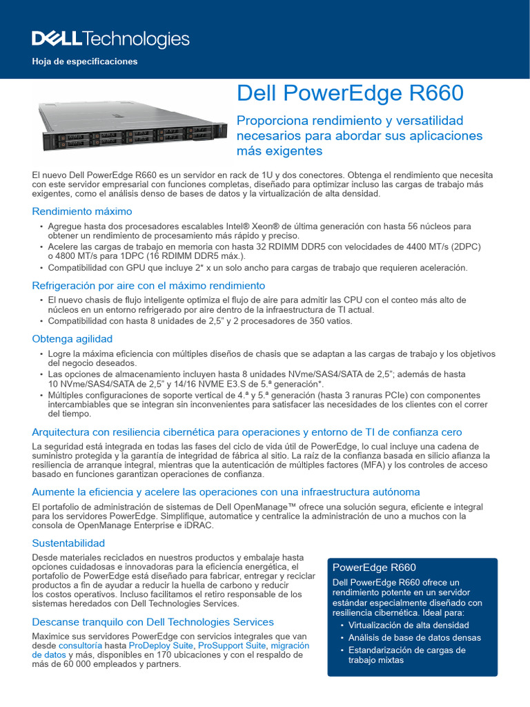 poweredge-r660-spec-sheet | PDF | Microprocesador | Hardware de la ...