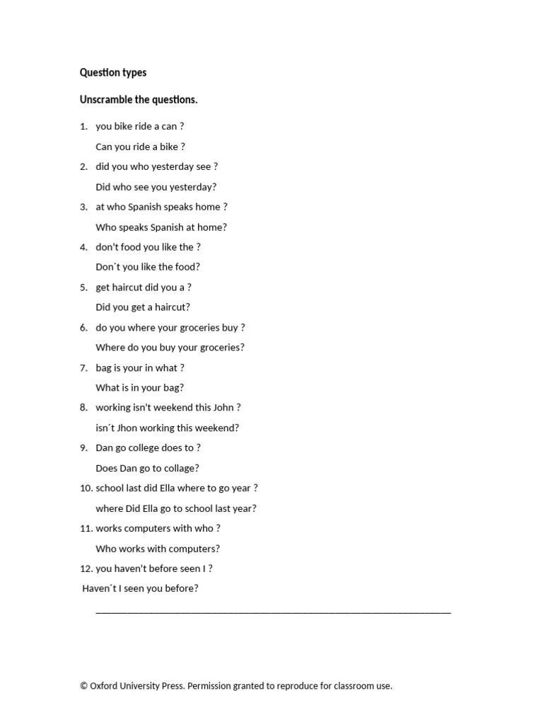 WA 05 U01 Question Types | PDF