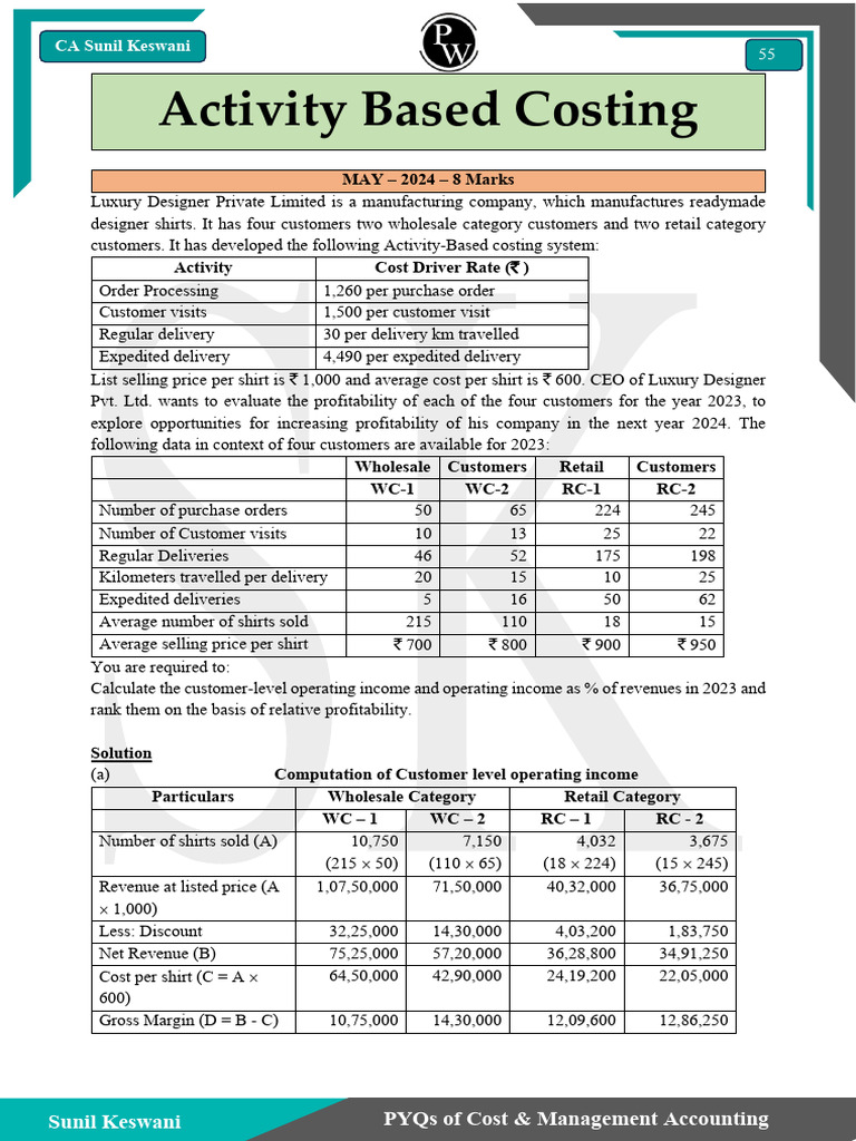 5. Activity Based Costing | PDF | Cost | Gross Margin