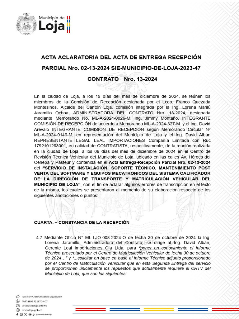 Acta aclaratoria ACTA PARCIAL 2 MANTENIMIENTO LINEAS MATRICULACIÓN-signed-signed | PDF