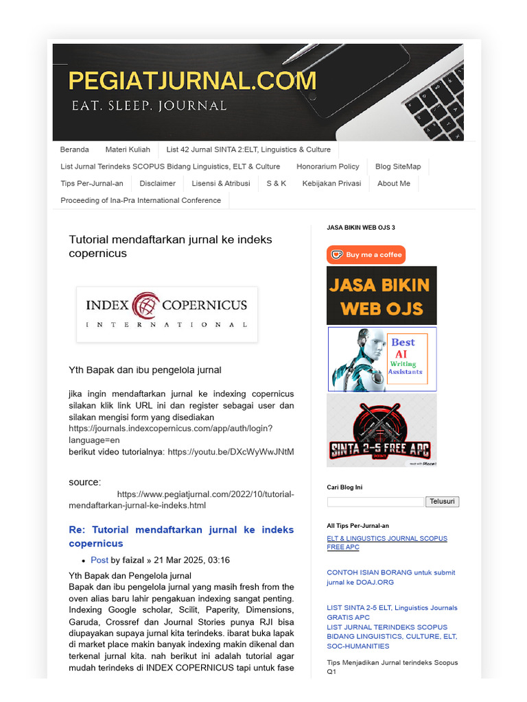 Tutorial Mendaftarkan Jurnal Ke Indeks Copernicus | PDF