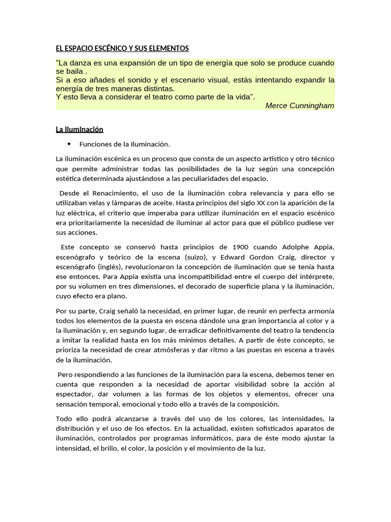 El Espacio Escénico y Sus Elementos | PDF | Teatro | Sonido