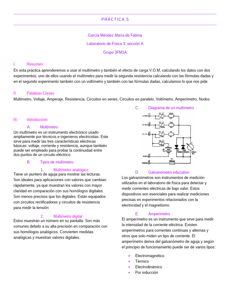 Práctica 5 Pdf Corriente Eléctrica Voltaje
