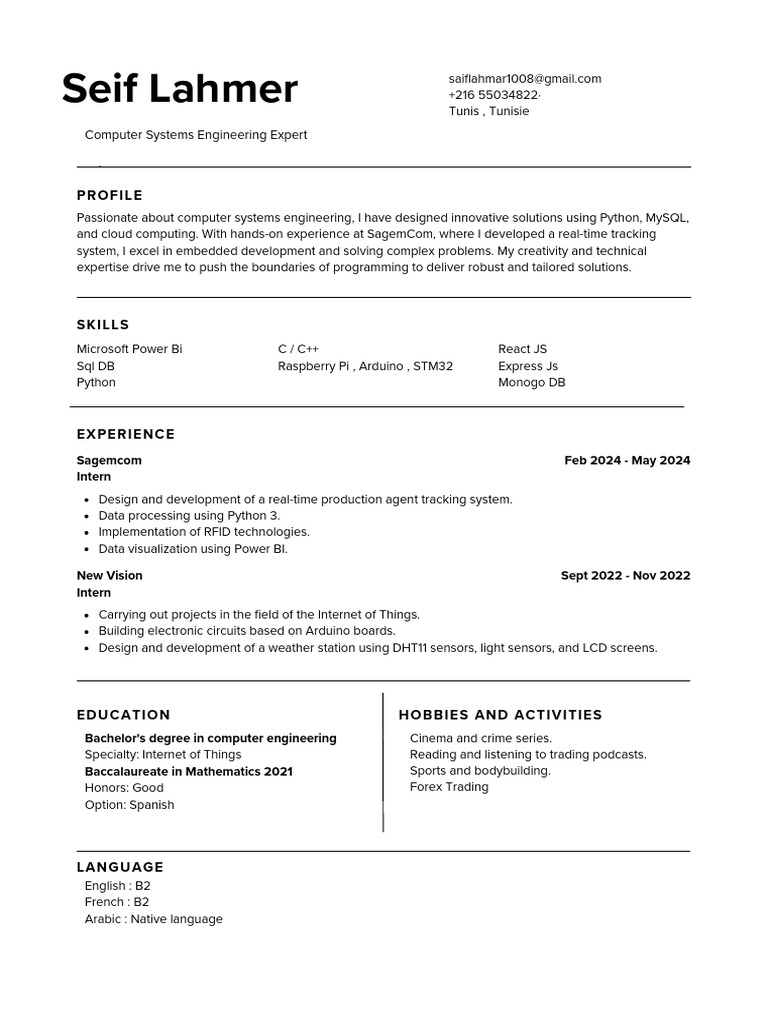 Resume English | PDF