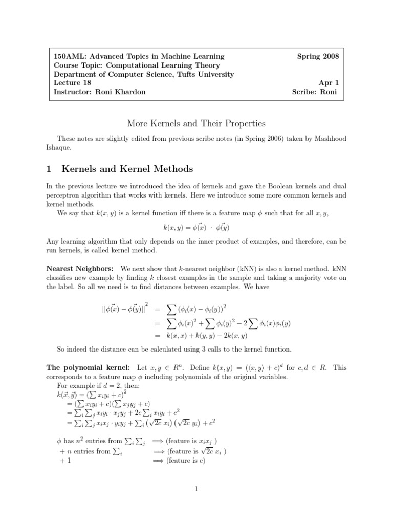 Kernel Methods in Machine Learning | PDF | Matrix (Mathematics) | Eigenvalues And Eigenvectors
