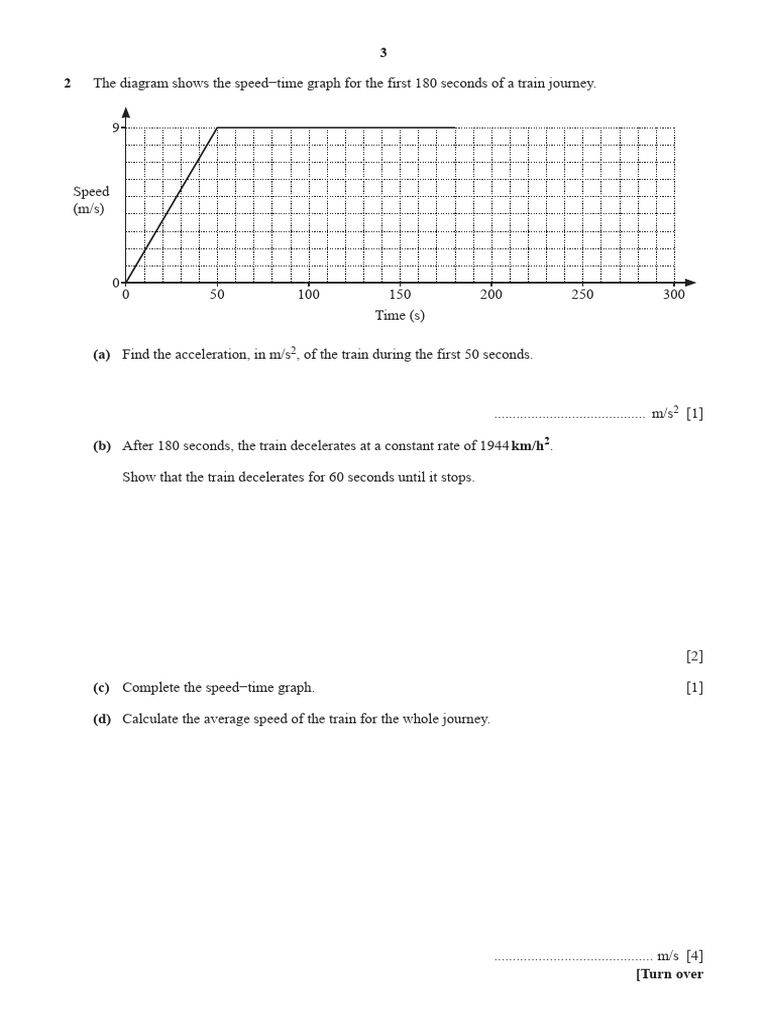 IGCSE Mathematics 0580 - 41 Paper 4 (Extended) .Speed-Time | PDF