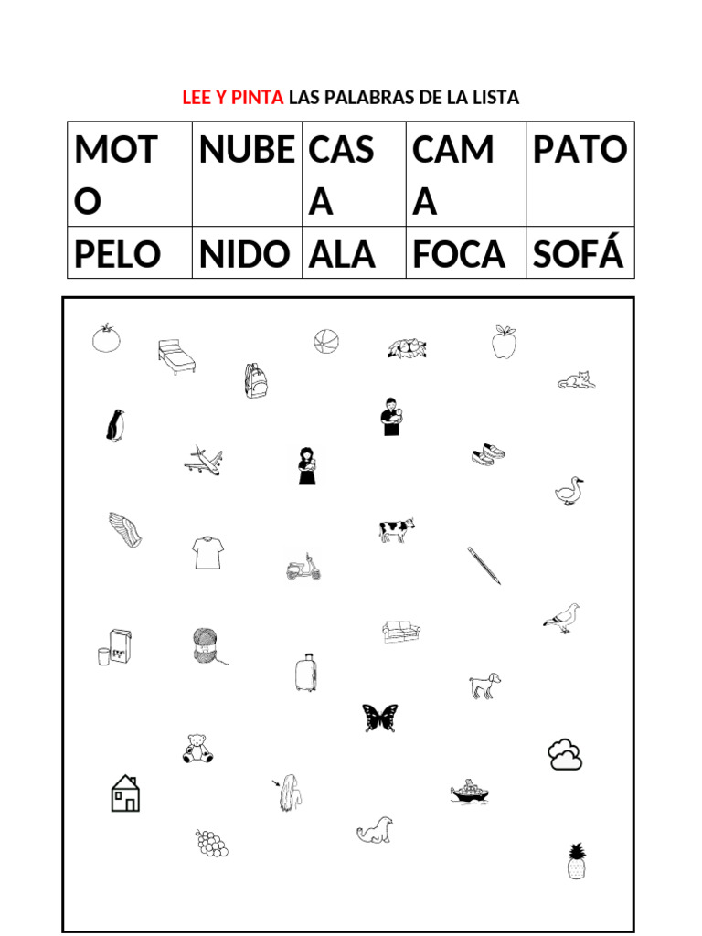 Actividades Con Lectura Global Palabras Mpls | PDF