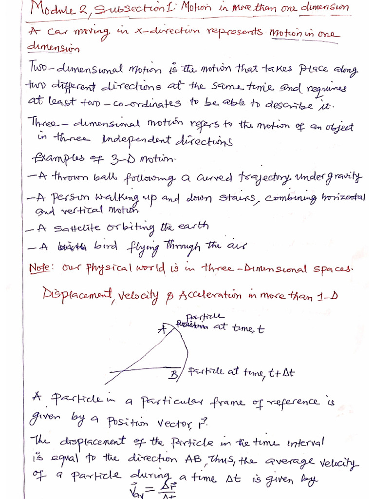 Module2 Subsection 1 Motion in More Than One Dimension 2024 | PDF