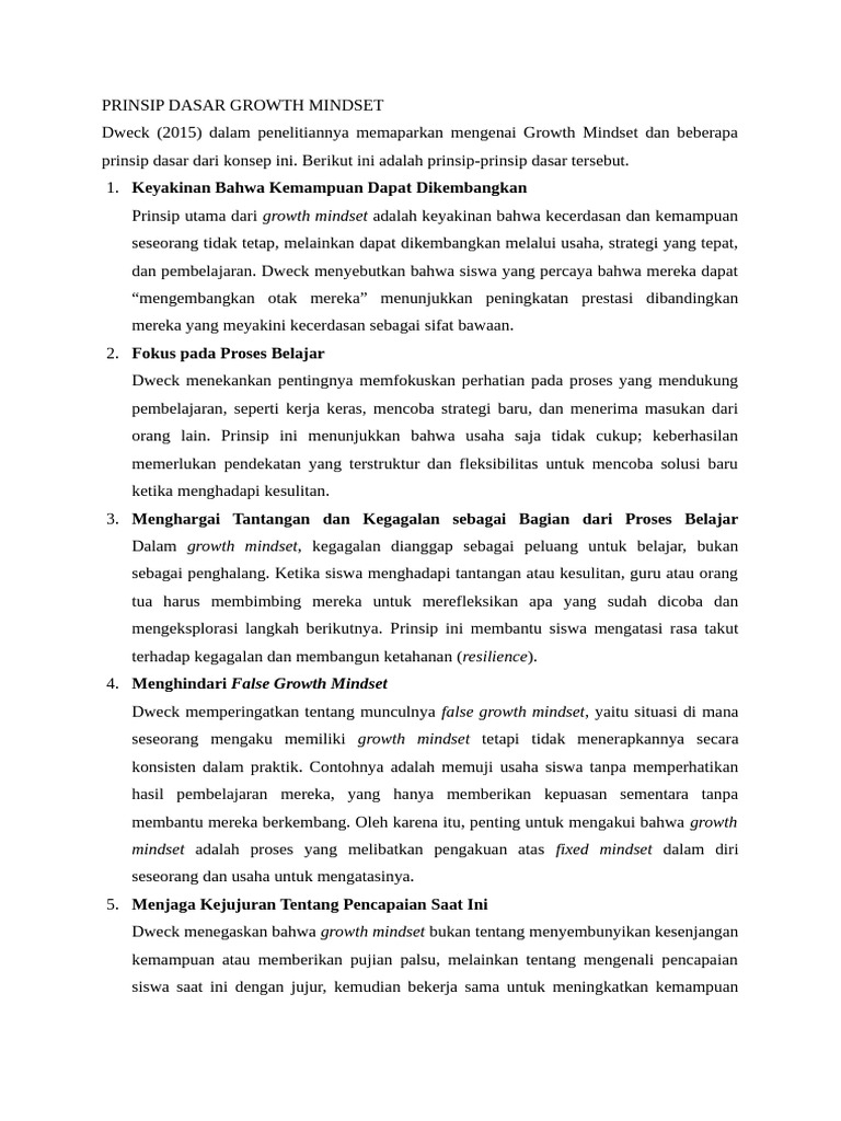 Prinsip dan Strategi Growth Mindset | PDF