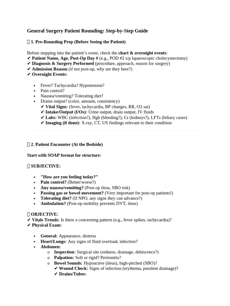General Surgery Patient Rounding | PDF | Nausea | Diseases And Disorders