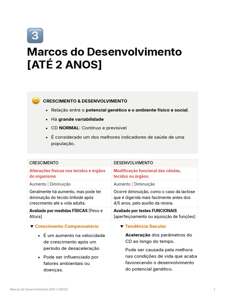 Marcos do Desenvolvimento Infantil até 2 Anos | PDF | Amamentação ...