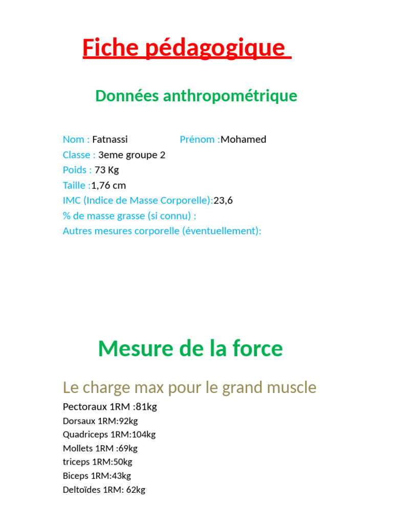 Fiche de Musculation pour Hypertrophie | PDF | Musculation | Poids