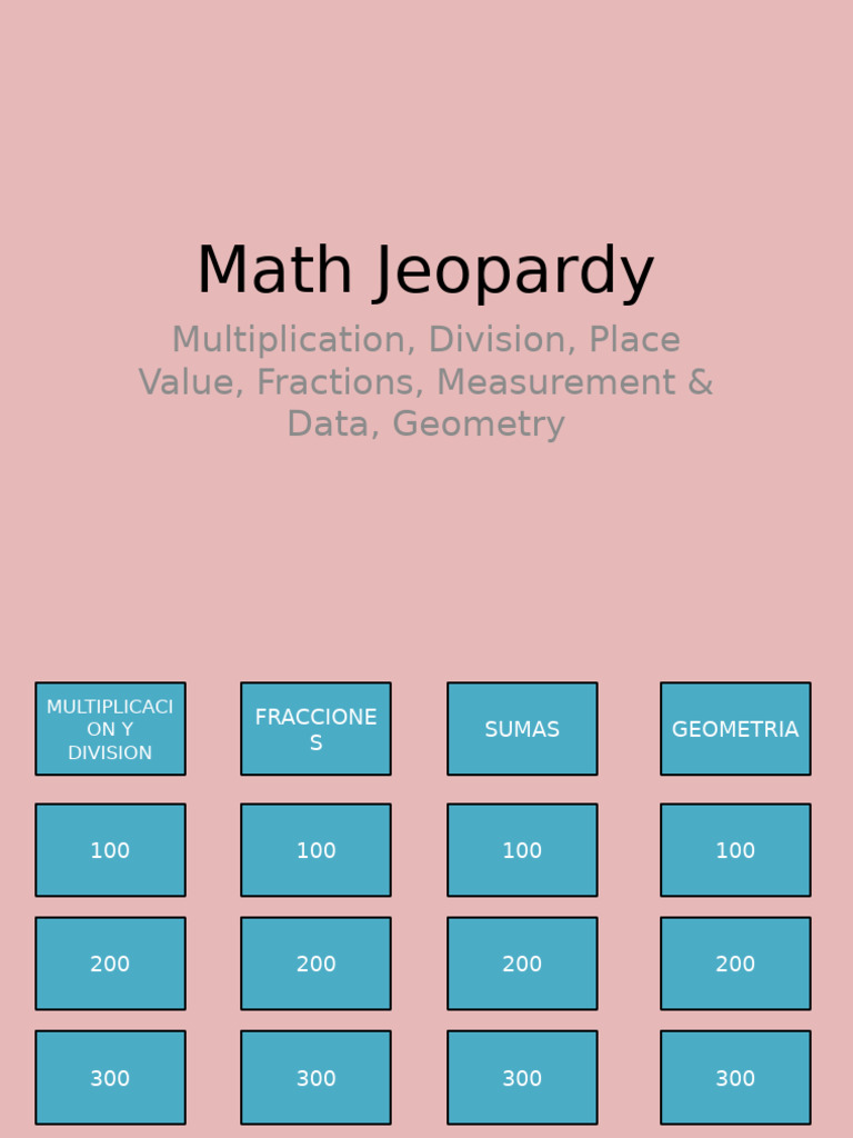 Jeopardy Matematicas para Primaria Alta-Secundaria | PDF | Euclidean ...
