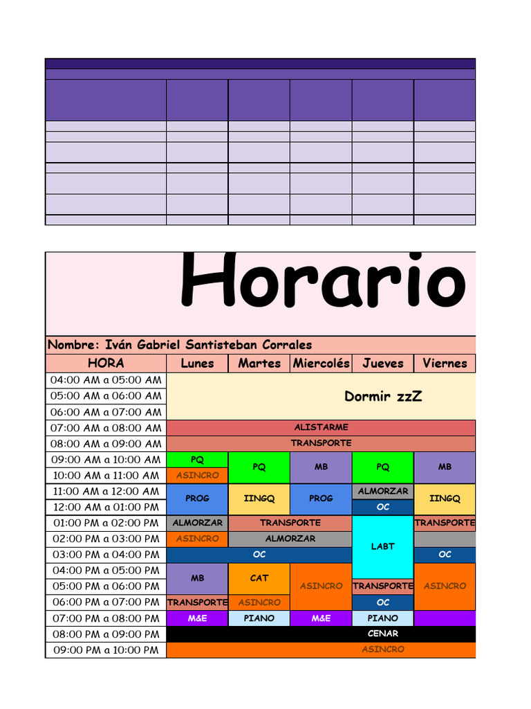 Horario y Créditos de Asignaturas Universitarias | PDF