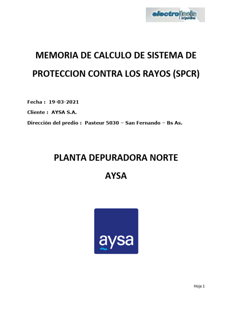 MC SPCR Aysa PDN - Electro Tools | PDF | Plantas