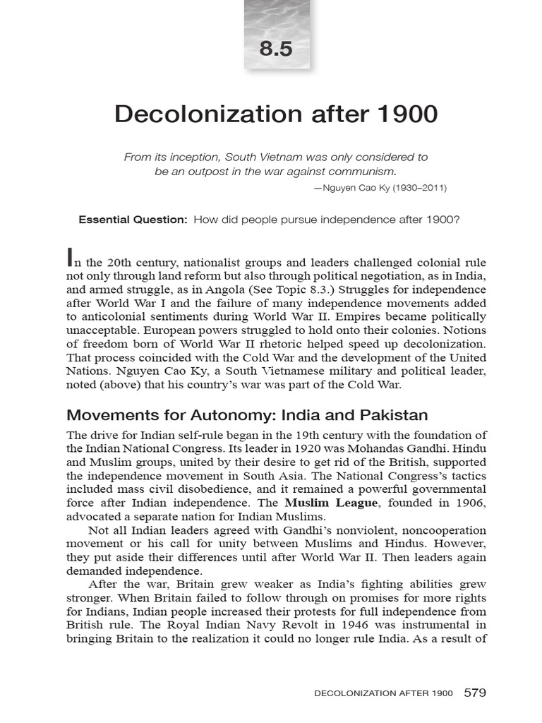 Decolonization Movements Post-1900 | PDF | Vietnam War | Gamal Abdel Nasser