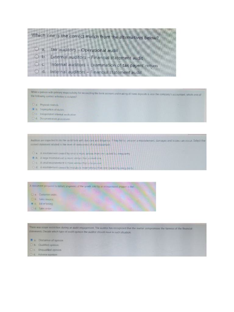 AUDIT Exit Exm Questions | PDF | Audit | Auditor's Report