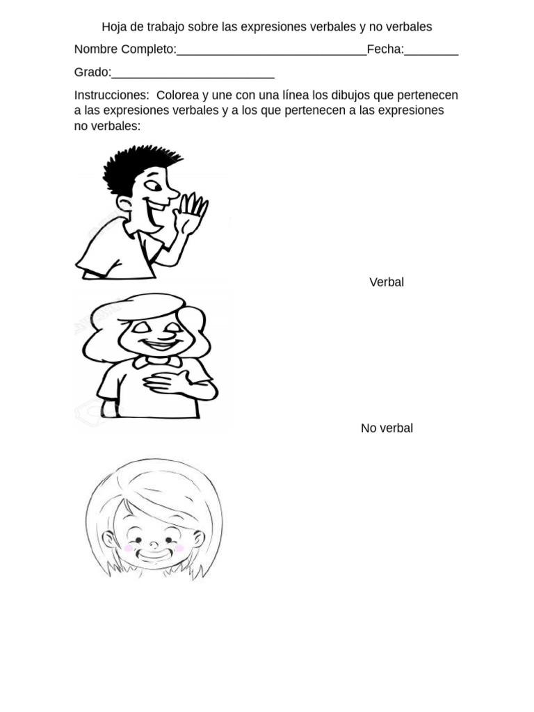 Hoja de Trabajo Sobre Las Expresiones Verbales y No Verbales | PDF