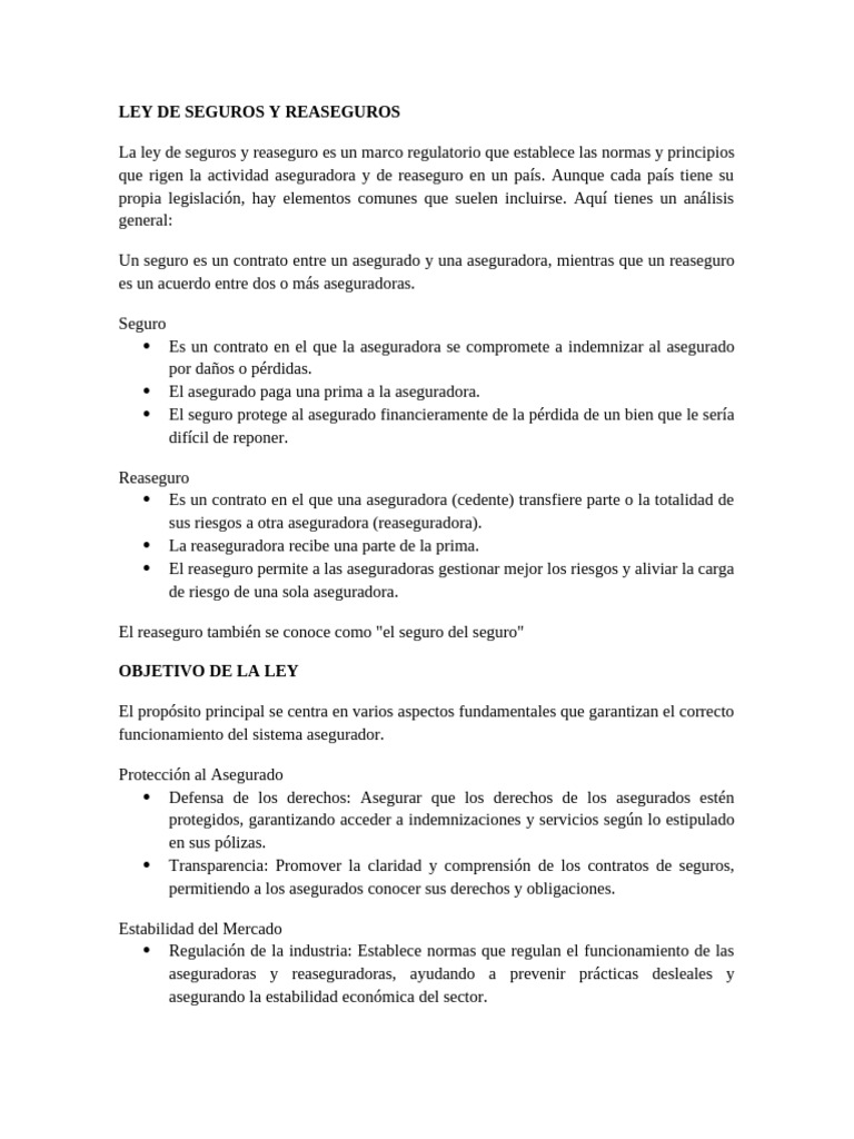 LEY DE SEGUROS Y REASEGUROS | PDF | Seguro | Reaseguro