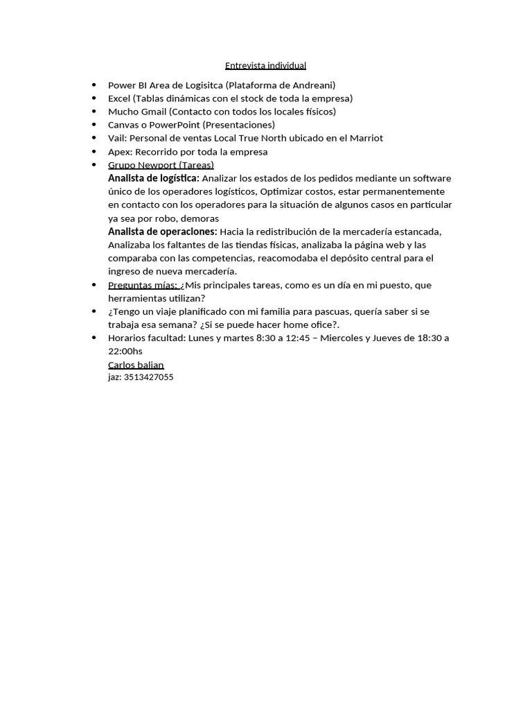Entrevista Individual | PDF