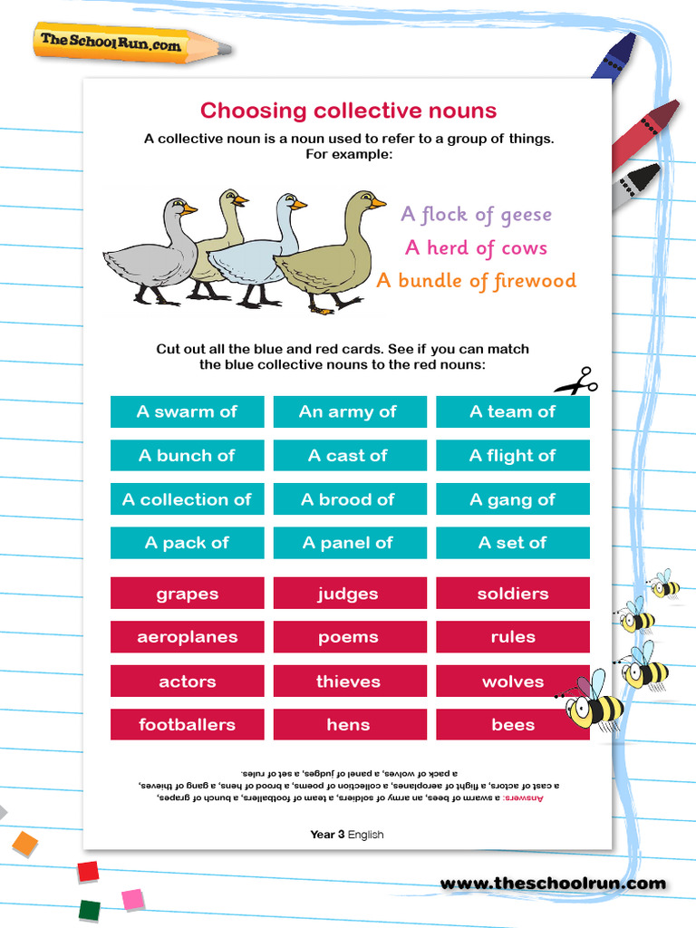 Collective Nouns Matching Activity | PDF