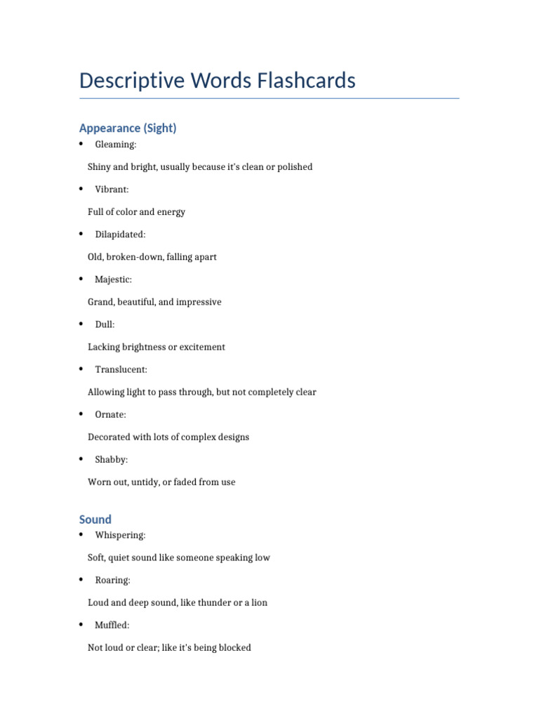 Descriptive_Words_Flashcards | PDF