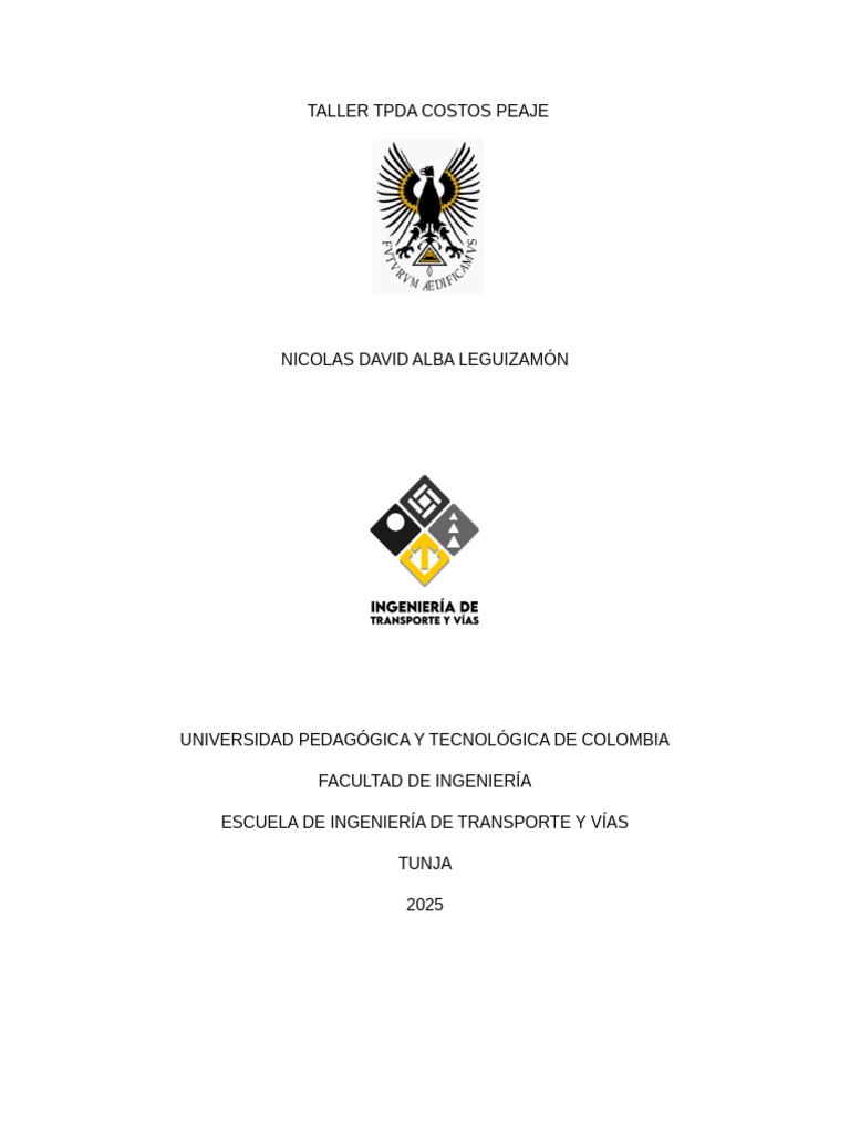 Taller Tpda Costos Peaje | PDF