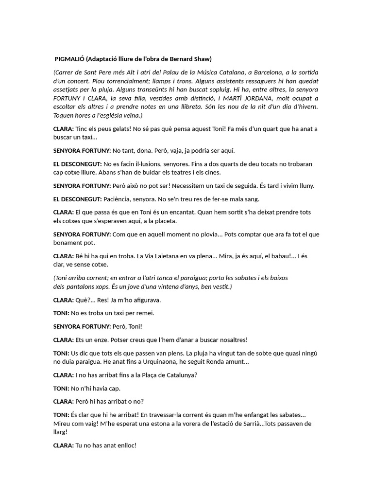 Exercici Pigmalió | PDF