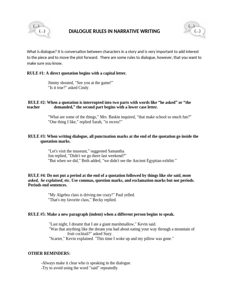 Dialogue Writing Rules Explained | PDF