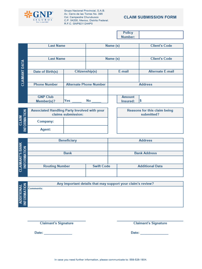 CLAIMS SUBMISSION FORM GNP[2269]Blank | PDF