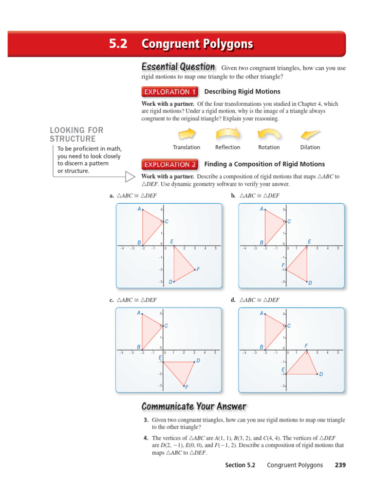 Geometry 5.2 Congruent Polygons | PDF | Triangle | Mathematics