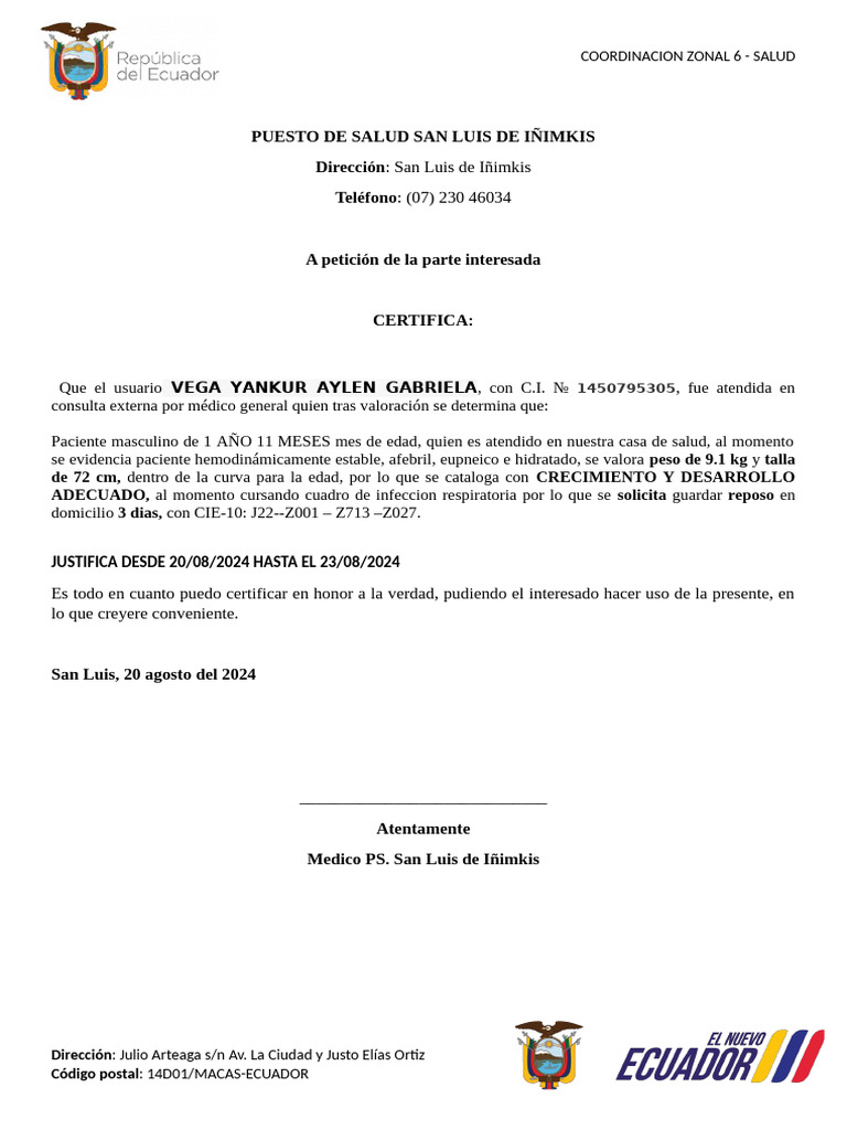 Formato Certificado San Luis | PDF