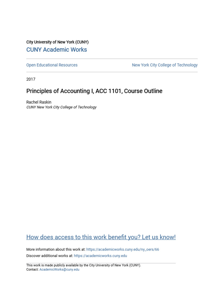 Principles of Accounting I Course Outline | PDF