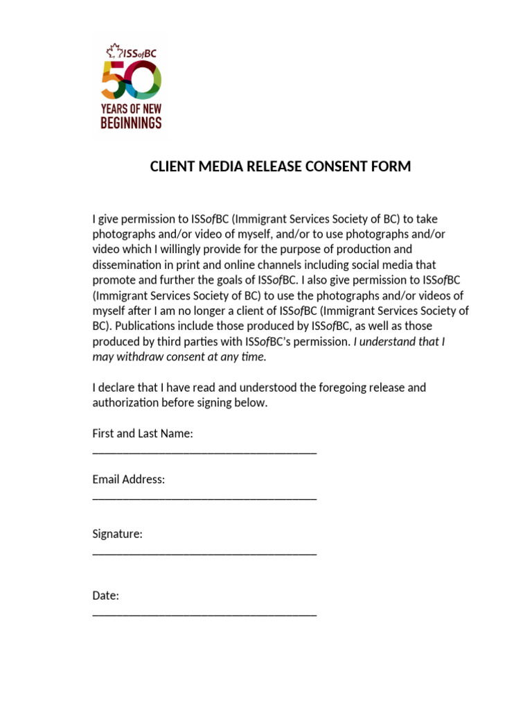 Client Media Release Consent Form | PDF