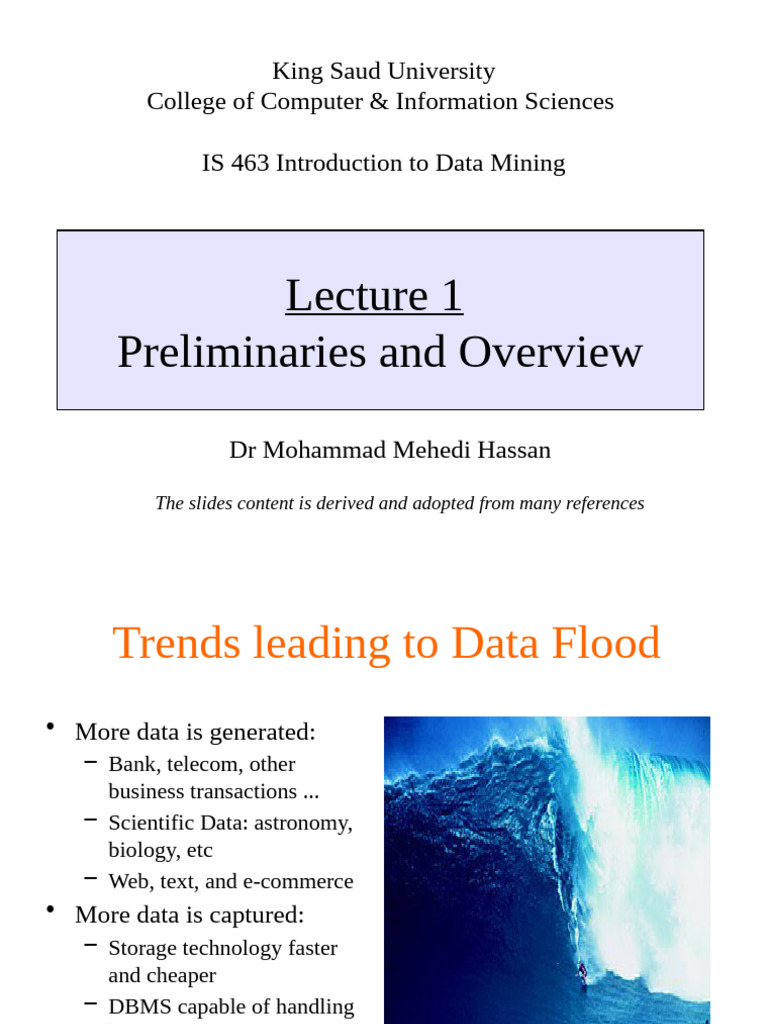 Lecture 1 Introduction Updated (1) | PDF | Data Mining | Cluster Analysis