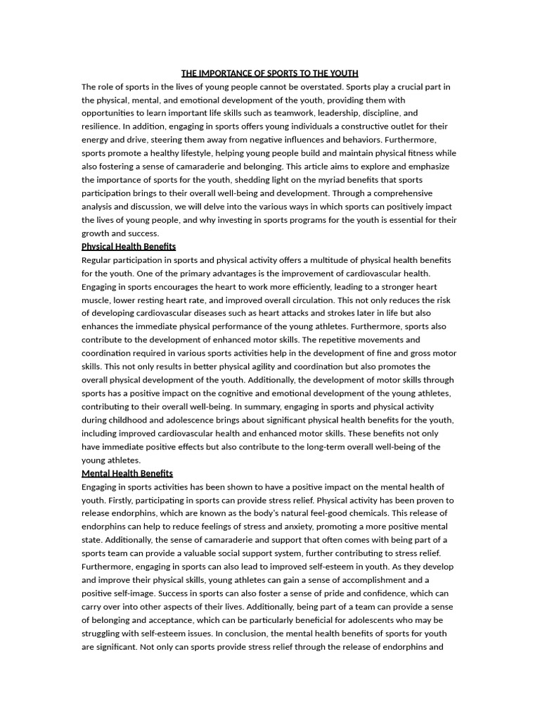 The Importance of Sports | PDF | Self Esteem | Leadership