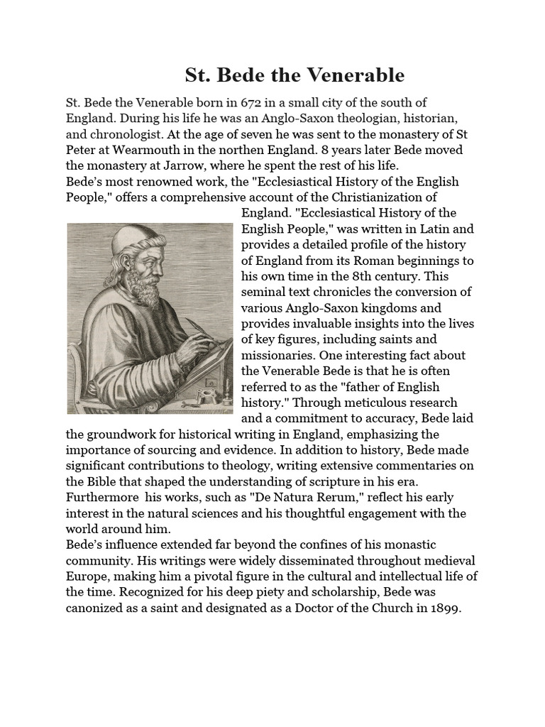 St. Bede the Venerable: Father of English History | PDF