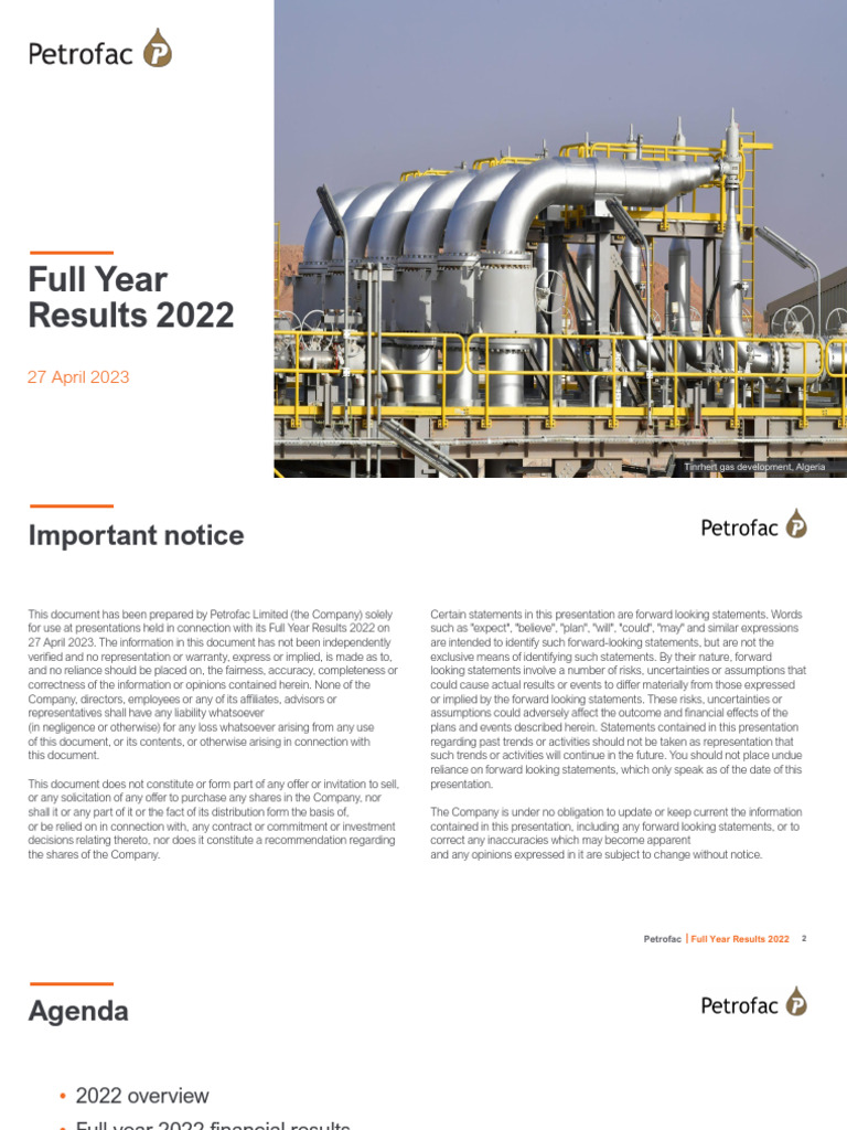 Petrofac Fy 2022 Presentation | PDF | Business | Financial Accounting