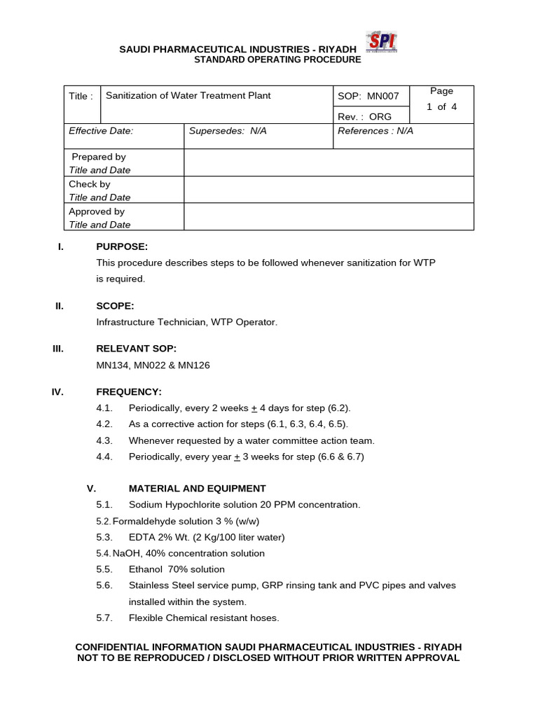 MN007 - Rev. ORG - Sanitization of Water Treatment P | PDF