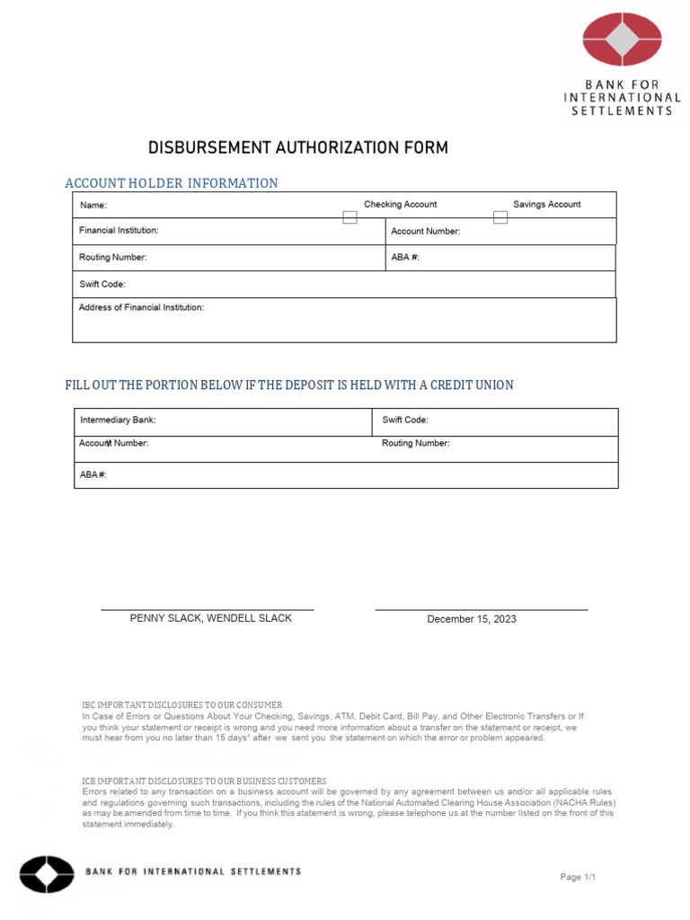 Disbursement Form Penny Slack | PDF