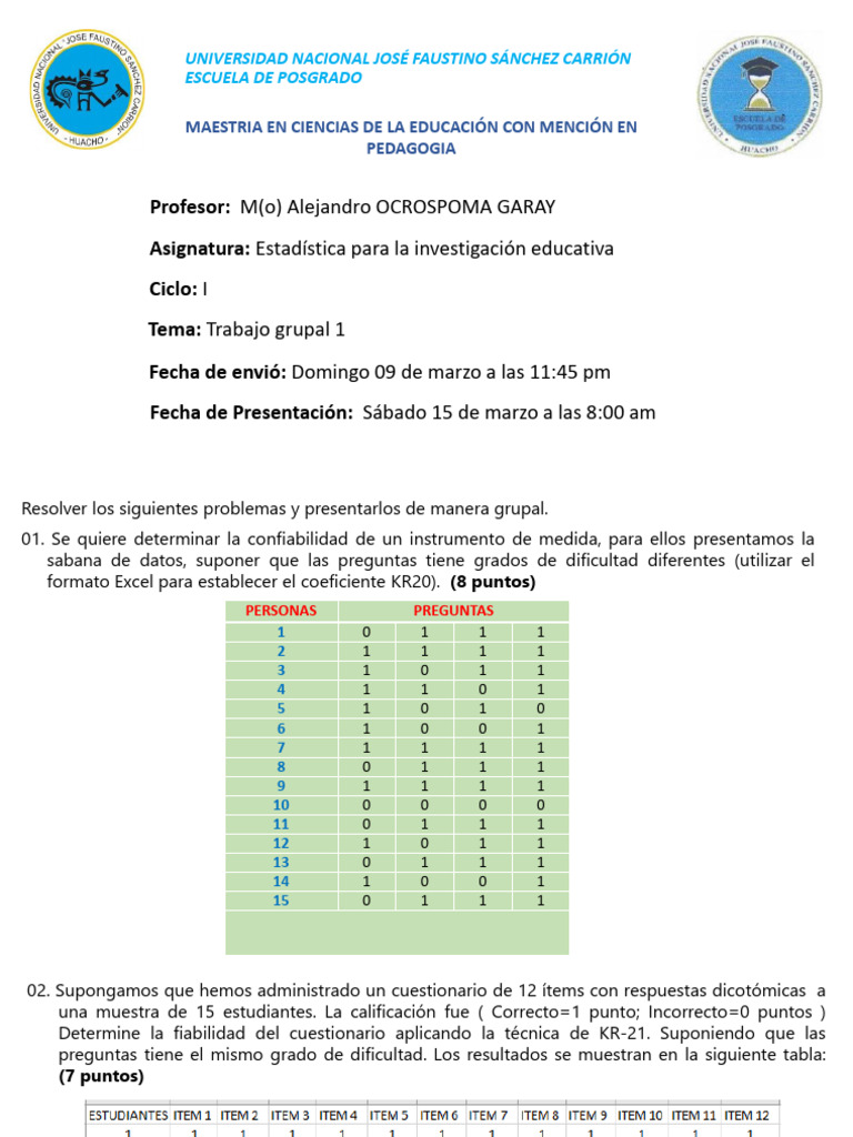 ESTADISTICA PARA LA INVESTIGACIÓN EDUCATIVA TRABAJO GRUPAL 1 | PDF ...