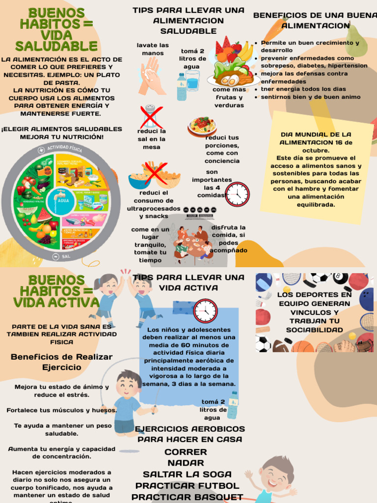 Folleto Tríptico Comida Saludable Orgánico Natural Naranja y Verde ...
