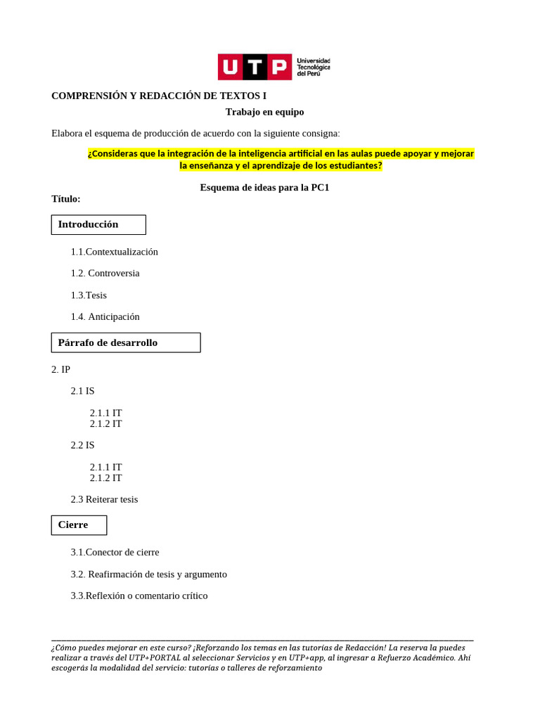 S06 - S1-Esquema para PC1 (Material) 2025 - TCTJGW | PDF