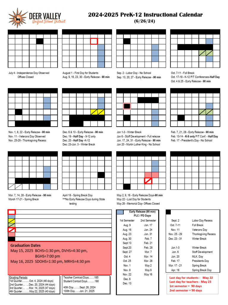 2024-2025 School Calendar Overview | PDF | Higher Education ...