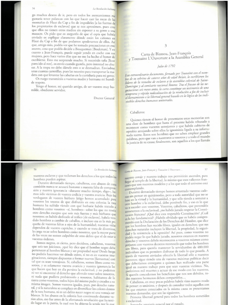 Clase 2 Aula Taller Carta de Toussaint l´overture | PDF